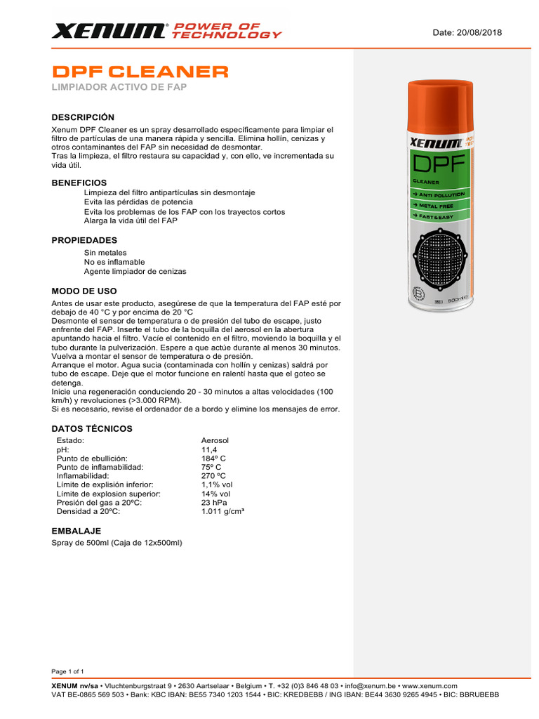 dpf-cleaner_es_tds | PDF