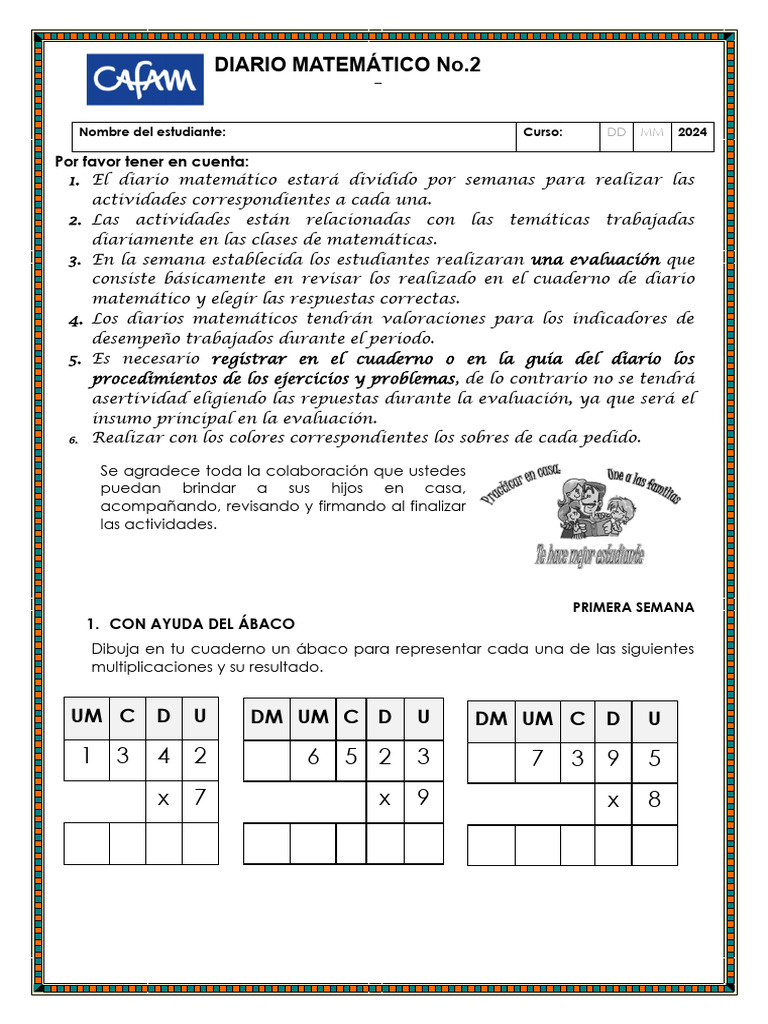 Diario Matemático: Multiplicaciones Grado 2 | PDF | Multiplicación ...