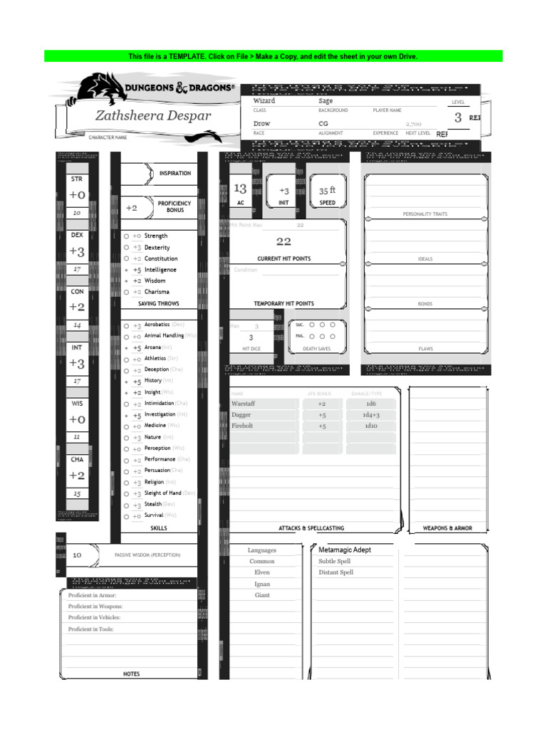 Copy-of-5e-Automated-Character-Sheet-v1.3 (1) | PDF | Tabletop Games | Fantasy
