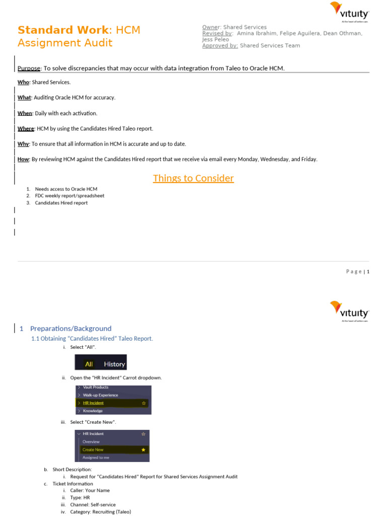 Standard Work - HCM Assignment Audit | PDF | Human Resource Management ...