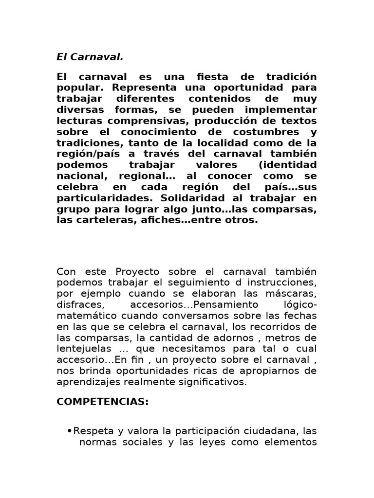 Aprendizajes a través del Carnaval | PDF | Carnaval