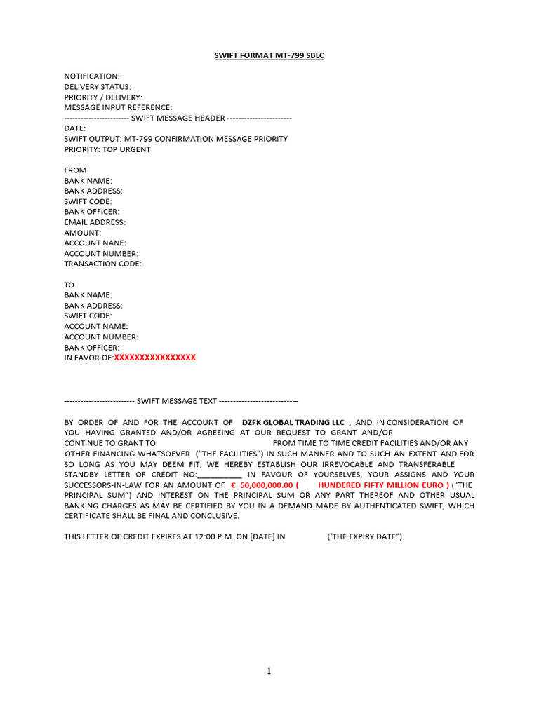 Fab DZKF Emd MT799 Verbiage | PDF | Banks | Letter Of Credit