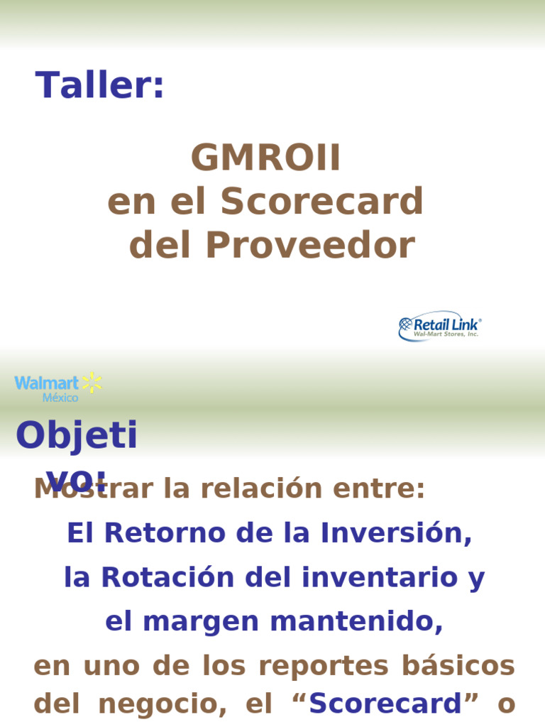 Presentación Taller GMROII en Scorecard | PDF | Indicadores económicos ...