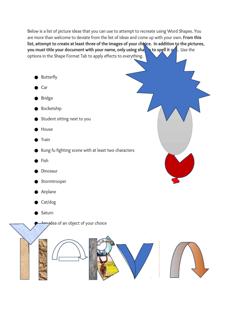 Creative Word Shapes Challenge | PDF