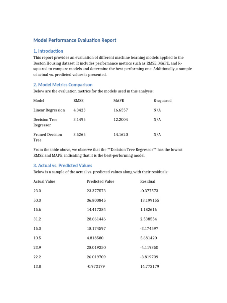 Updated Model Performance Report | PDF