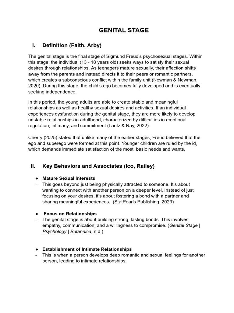 Understanding Freud's Genital Stage | PDF | Adolescence | Intimate ...