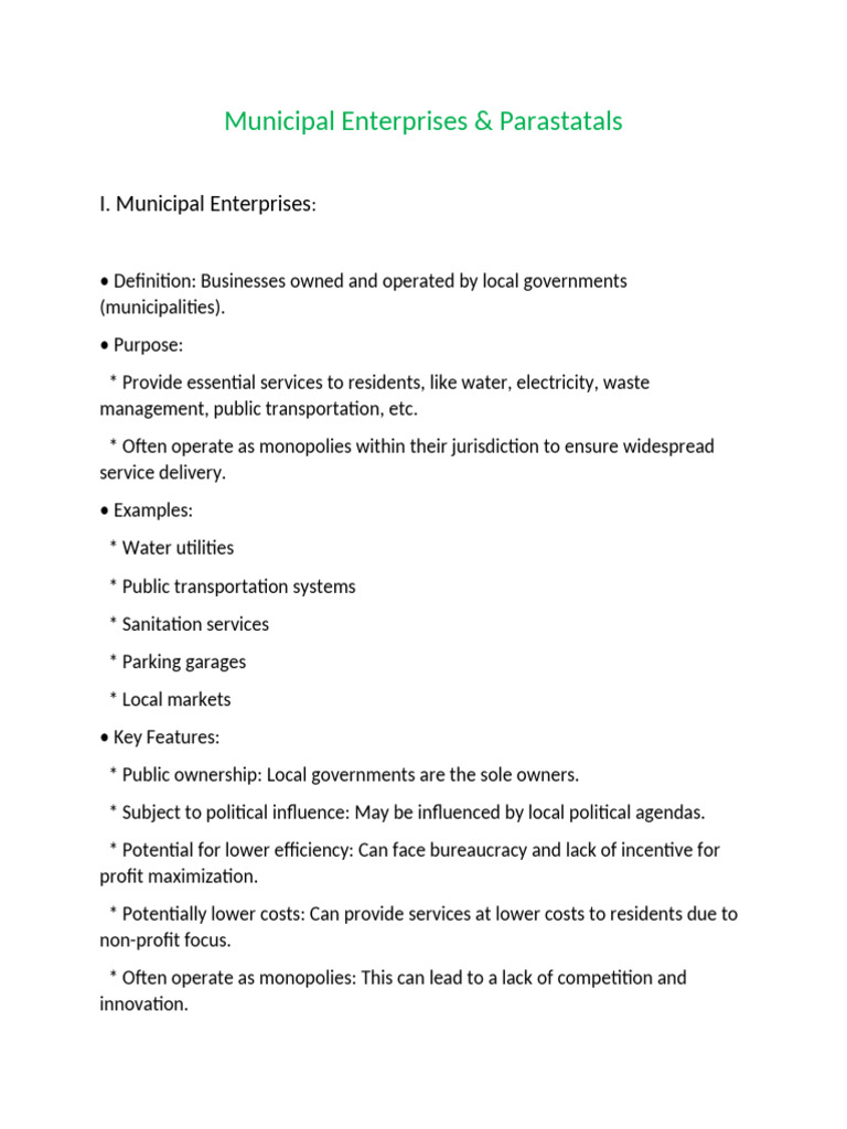Municipal Enterprises | PDF