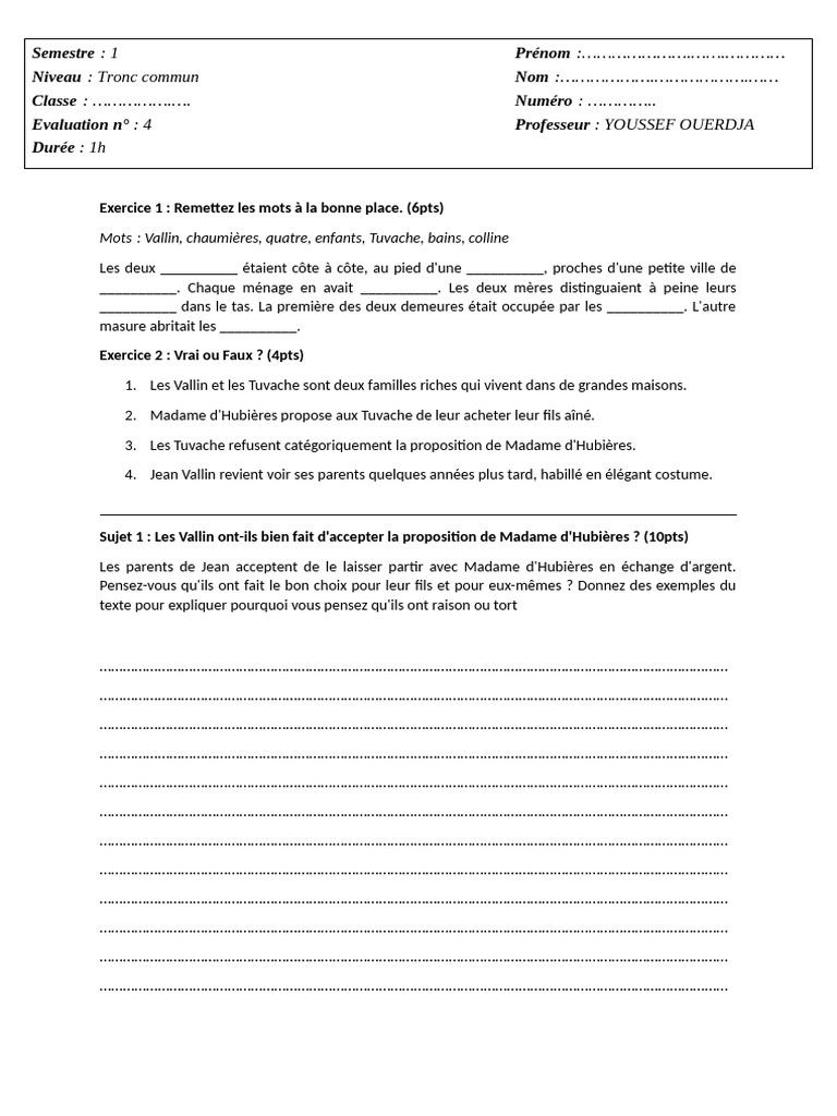 Evaluation N°1 PR | PDF