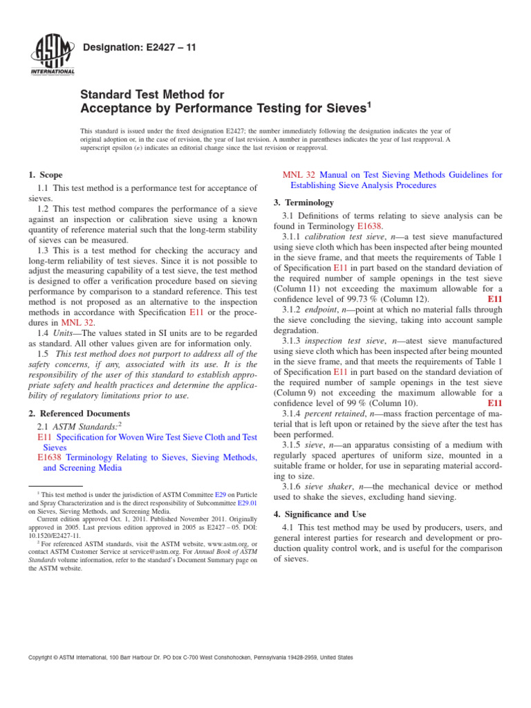 Astm E2427 - 11 | PDF | Calibration | Materials