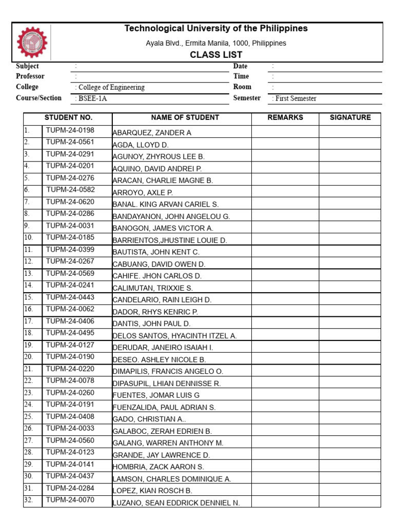 Bsee-1a Masterlist | PDF