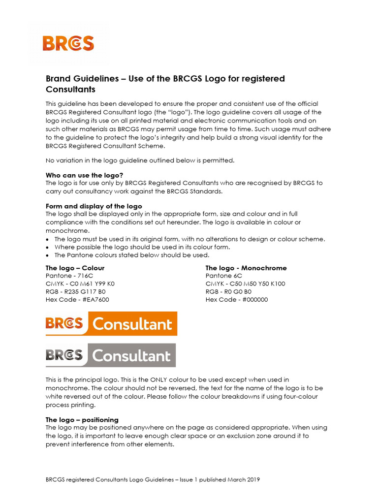 Brcgs Brand Guidelines For Registered Consultants Final Version | PDF | Trademark | Logos