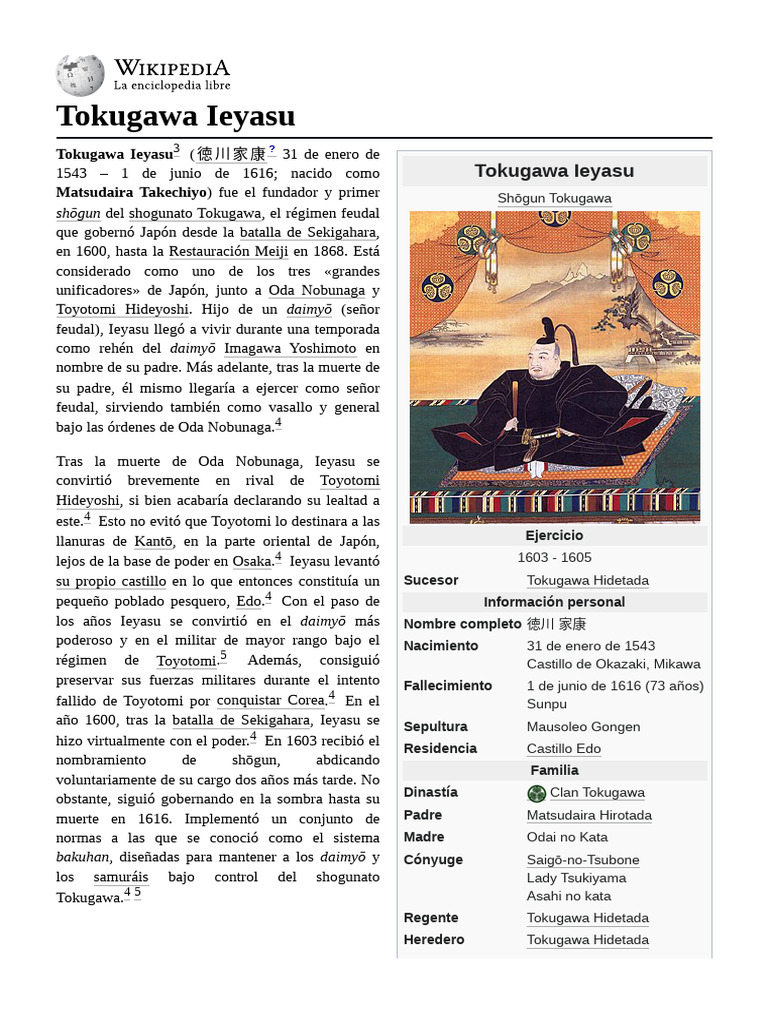 Tokugawa Ieyasu | PDF | Japón feudal | Nobleza japonesa