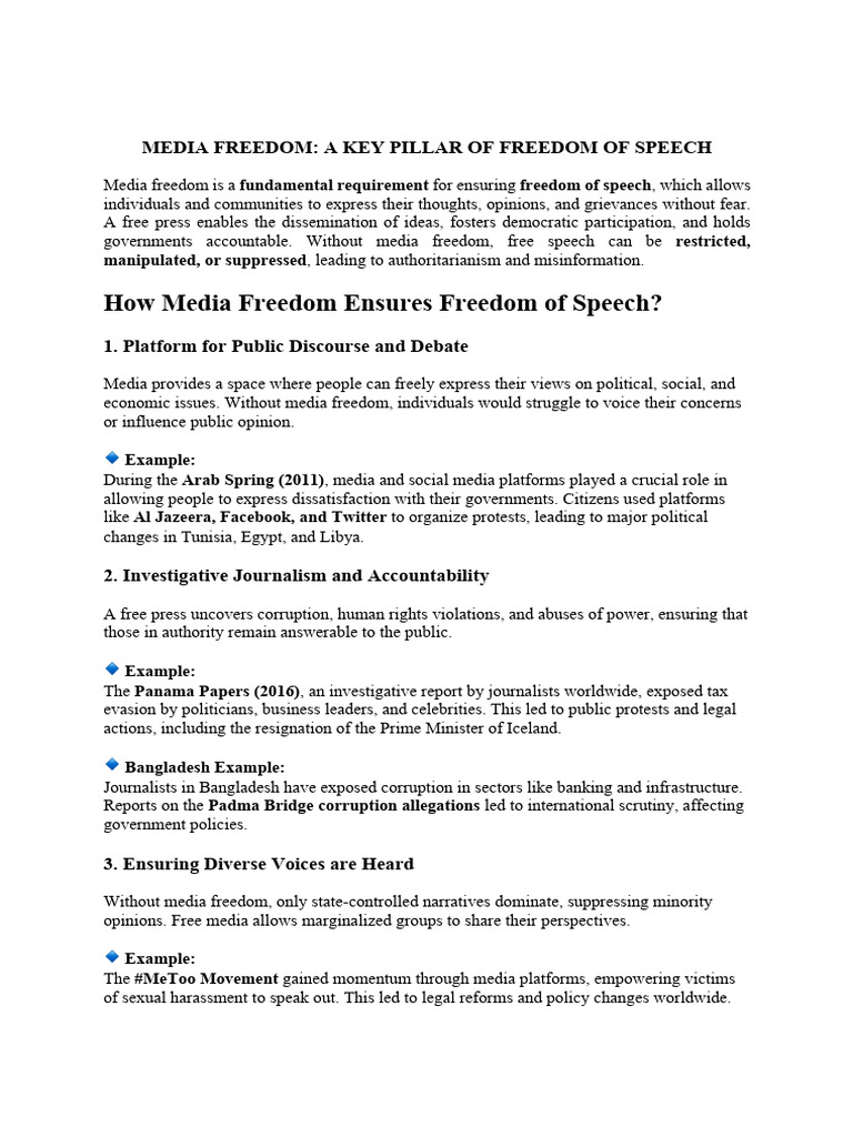 Media Freedom & Reasonable Restrictions | PDF | Freedom Of The Press ...
