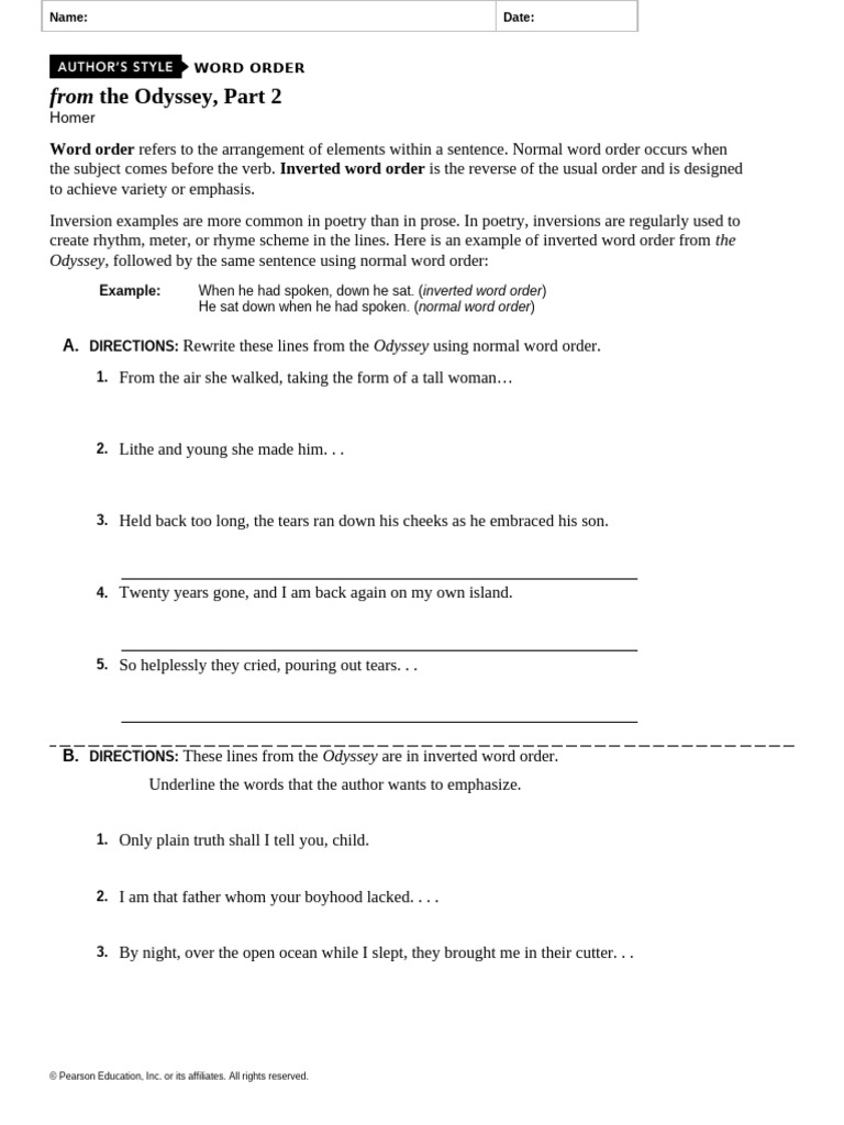Inverted Word Order Odyssey Part 2 | PDF