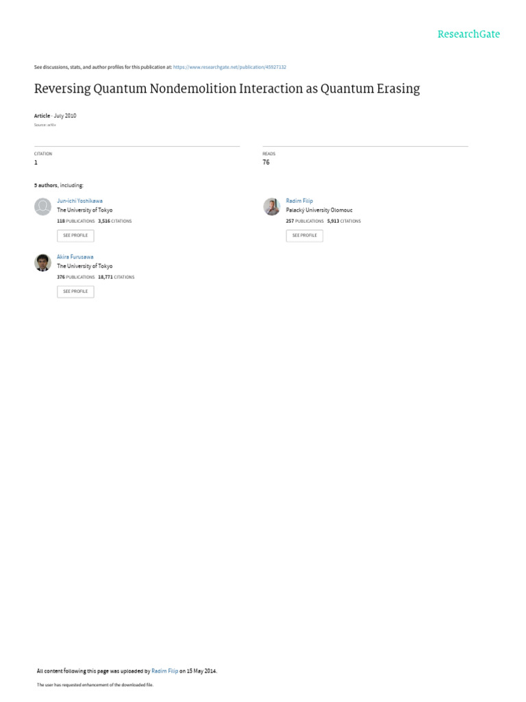 Universal Quantum Erasing for Continuous Variables | PDF | Uncertainty Principle | Quantum ...
