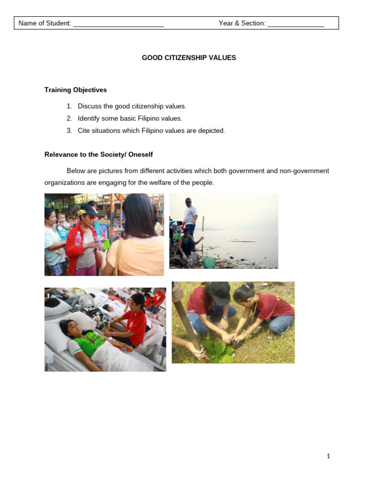 NSTP Good Citizenship Values | PDF | Citizenship | Love