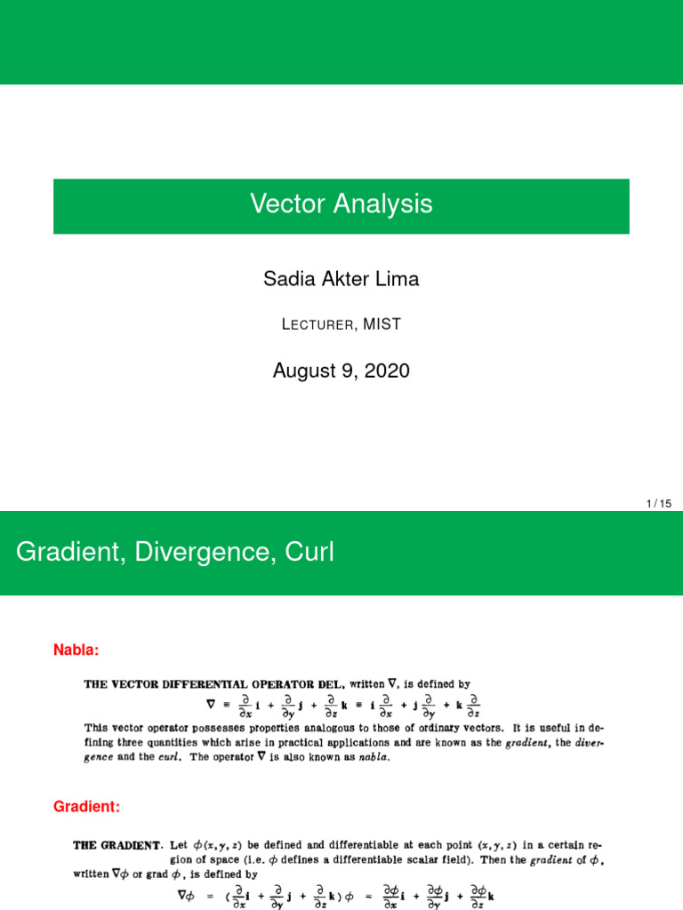 Gradient Divergence Curl Pdf