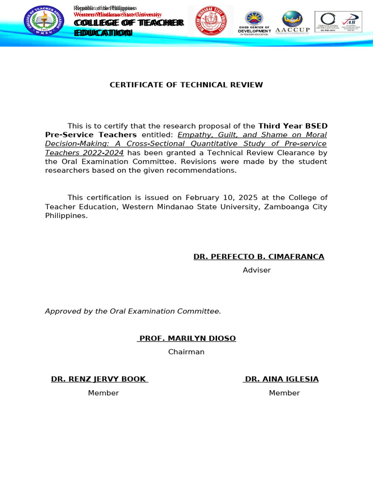 Certificate of Technical Review | PDF