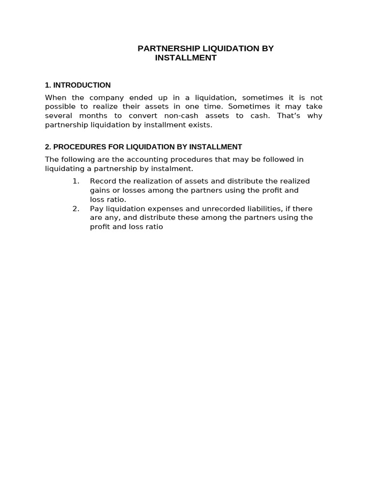 Partnership Liquidation Procedures Explained | PDF | Balance Sheet ...