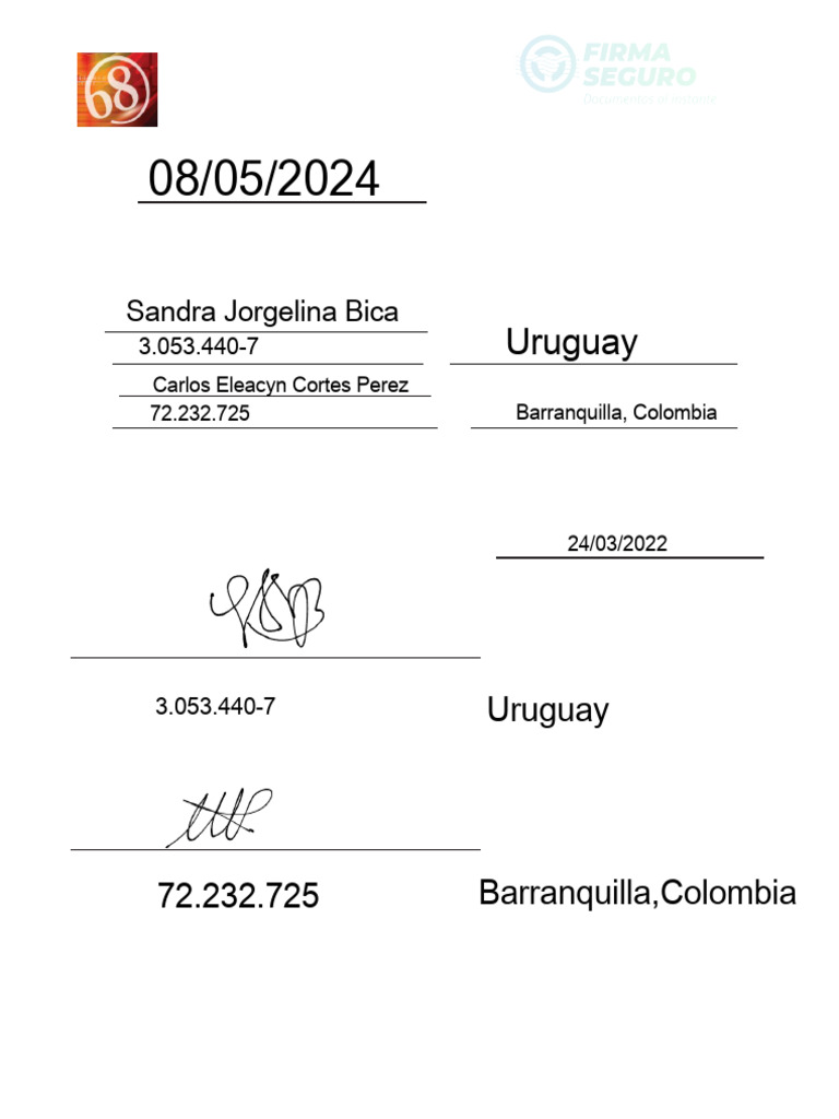 (Documento Firmado) Declaracion Juramentada de Union Libre Notaria 68 Bogota (1) (Signed) | PDF