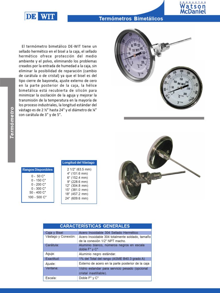 Termómetros Bimetálicos | PDF