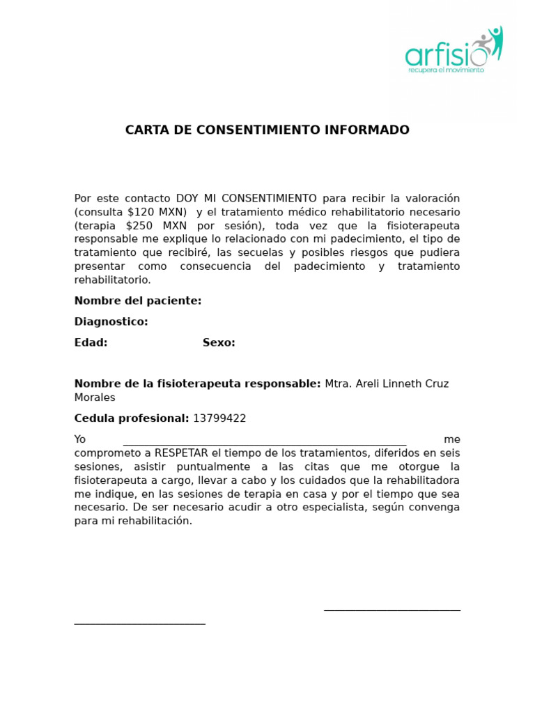 CARTA DE CONSENTIMIENTO INFORMADO | PDF