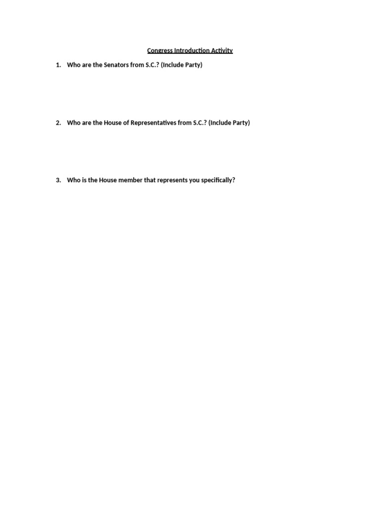 Congress Introduction Activity | PDF