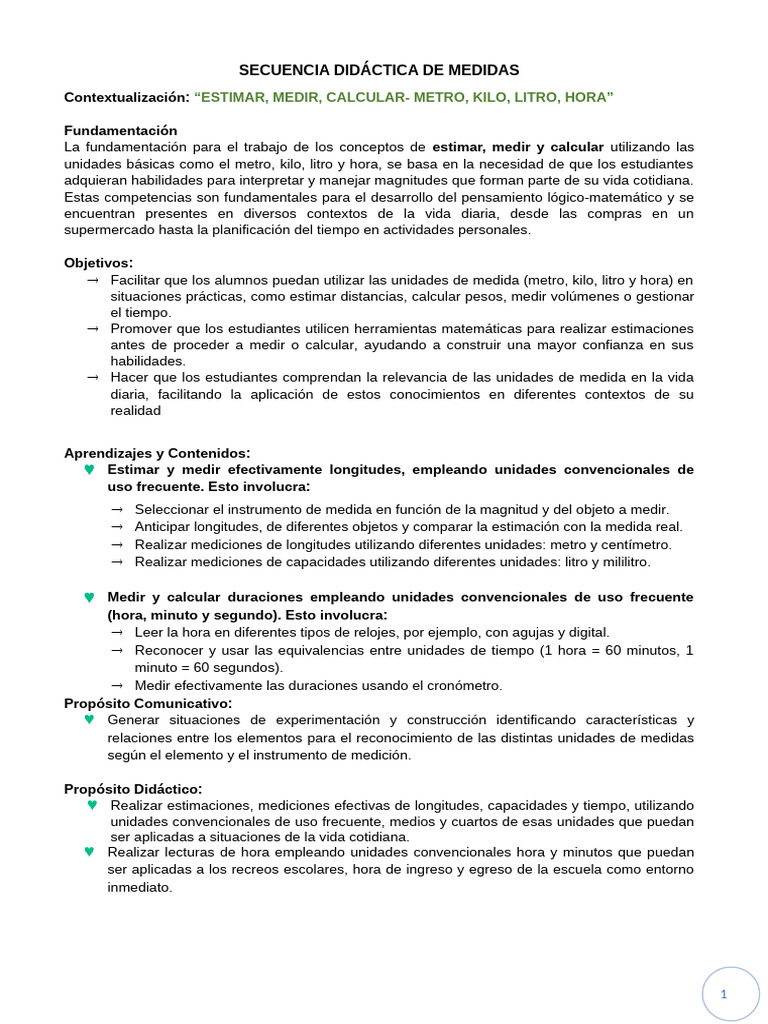 3- SECUENCIA DIDÁCTICA DE MEDIDAS | PDF | Medición | Metrología