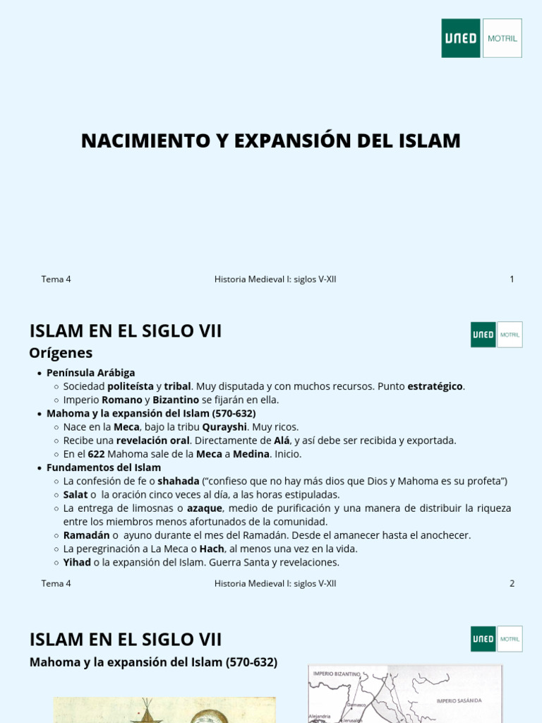 Nacimiento y Expansión del Islam | PDF | Califato | Mahoma