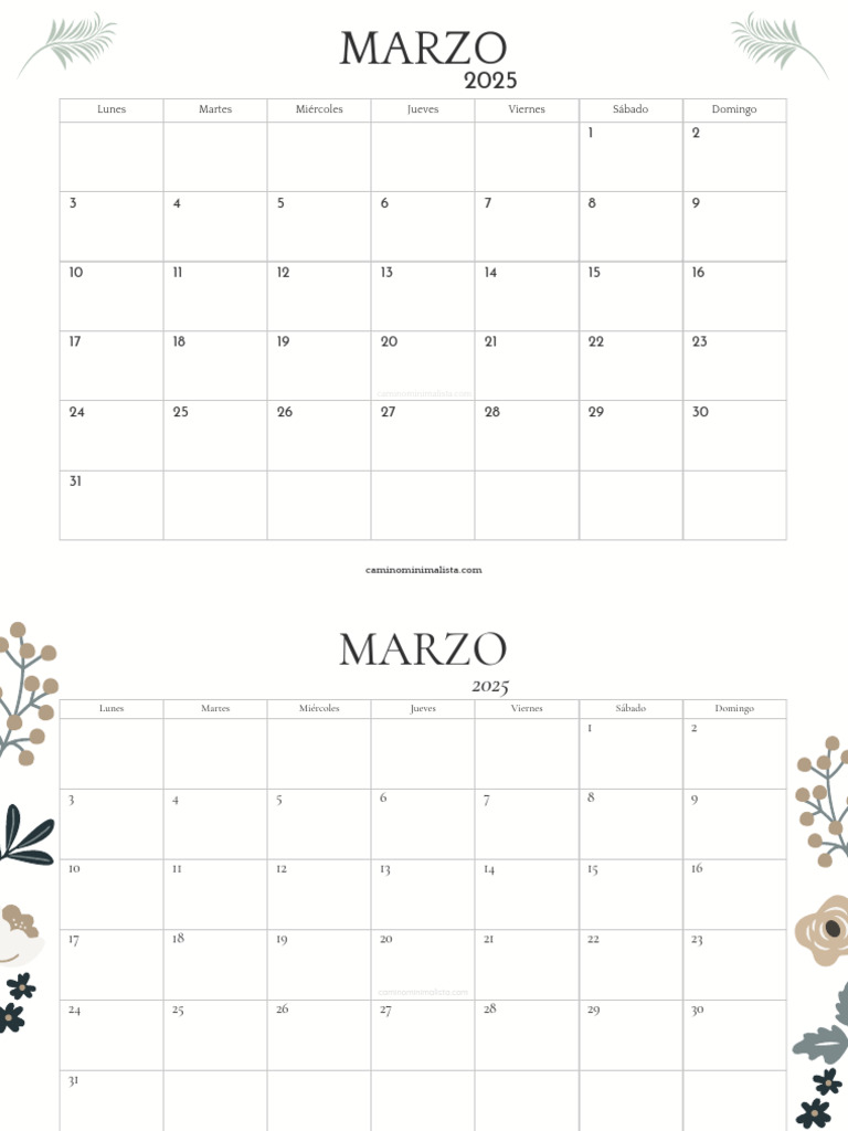 Calendario Marzo 2025 | PDF | Calendario