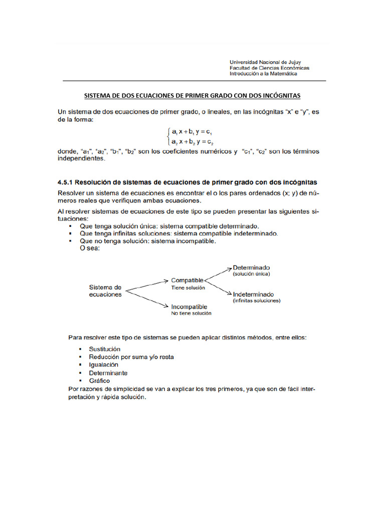 Sistema de Dos Ecuaciones de Primer Grado Con Dos Incógnitas | PDF