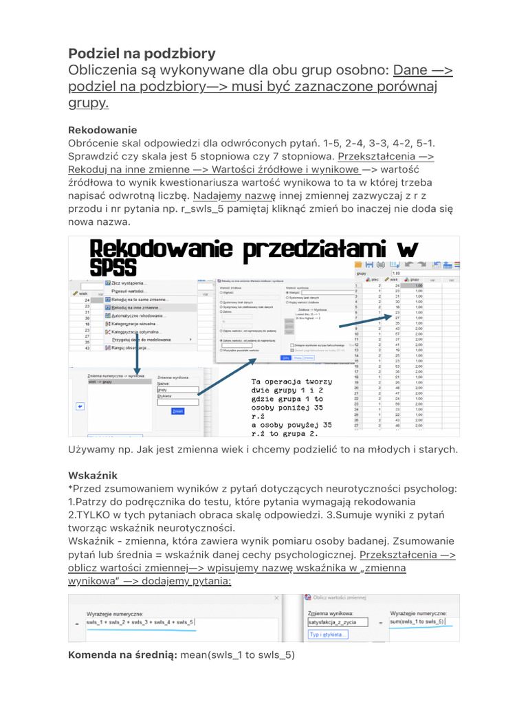 Notatki Program SPSS Na Kolokwium Ze Statystyki SWPS | PDF