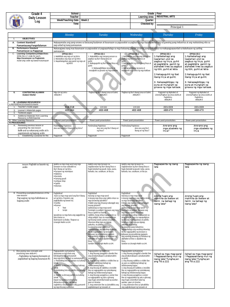 DLL EPP Grade4 Quarter1 Week2 Arts (Palawan Division) | PDF