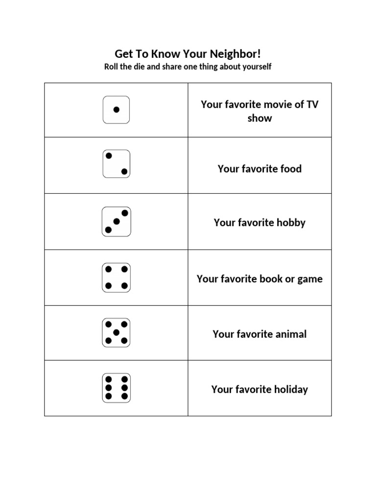 Fun Neighbor Introduction Game | PDF