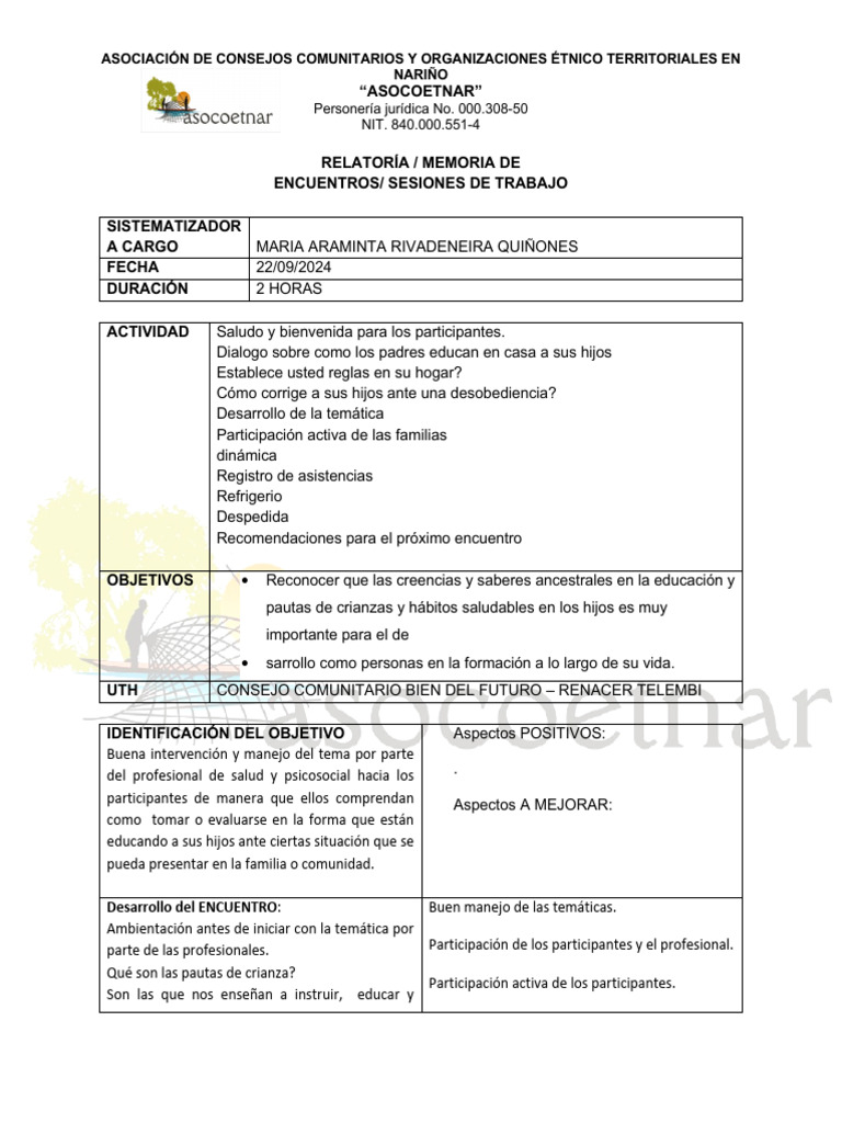 3 Relatoria | PDF | Paternidad/maternidad