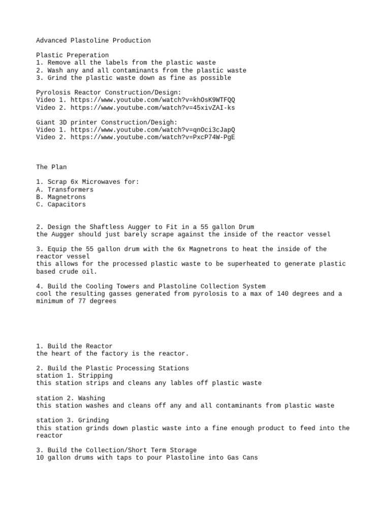 Plastoline Production & 3D Printing Guide | PDF
