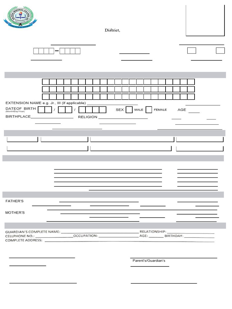 RMC Graduate School Enrollment Form Updated | PDF
