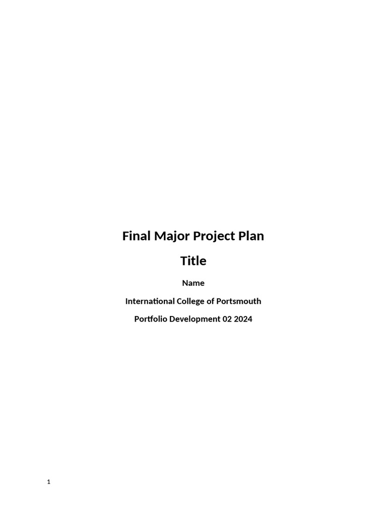 Final Major Project Plan Overview | PDF