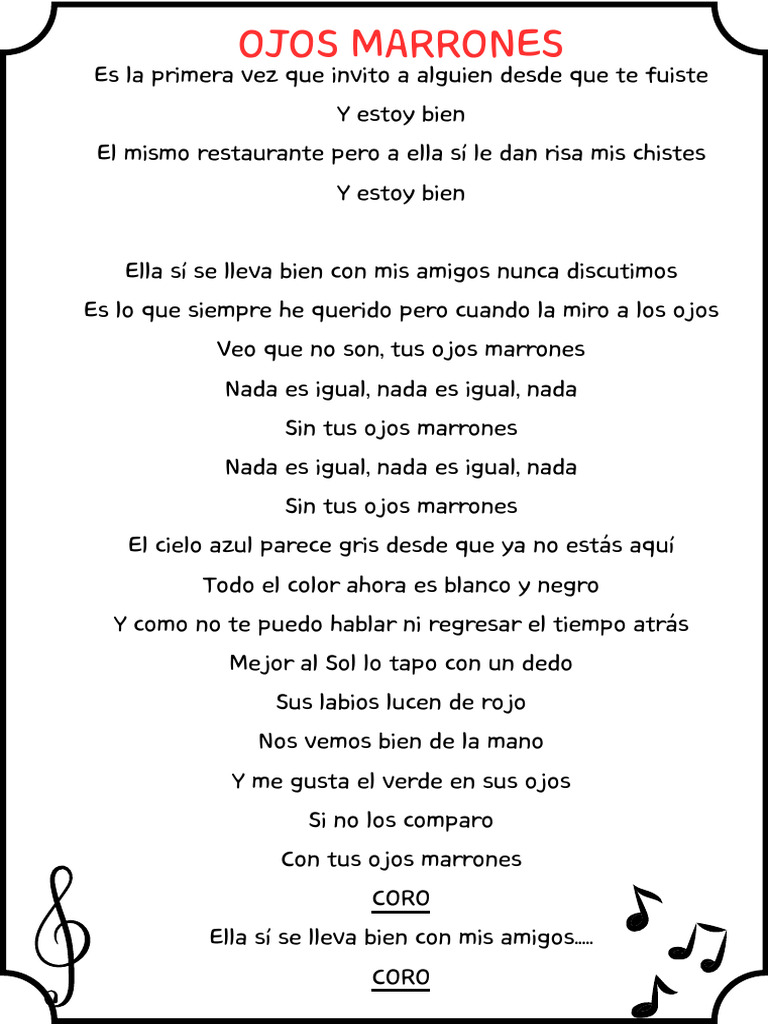 Letras de la canción "Ojos Marrones" | PDF