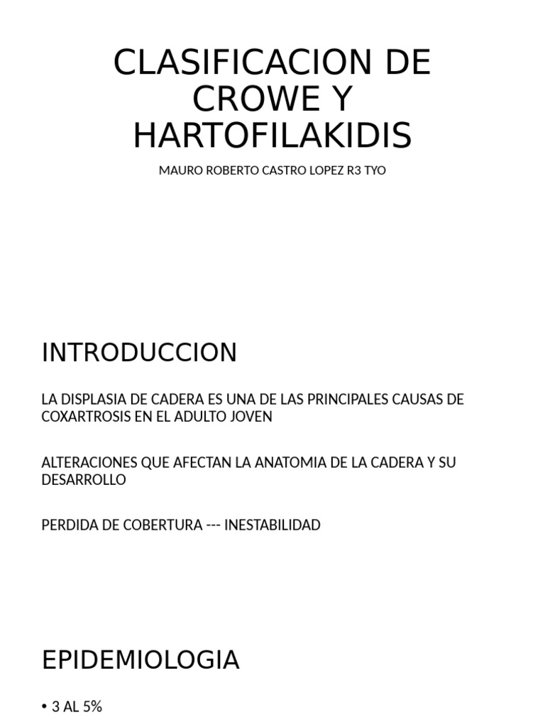 Clasificacion de Crowe y Hartofilakidis | PDF