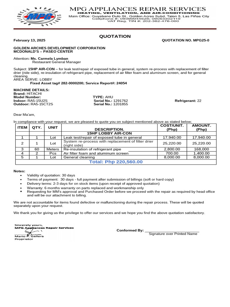 For Approval Paseo Quotation Lobby | PDF