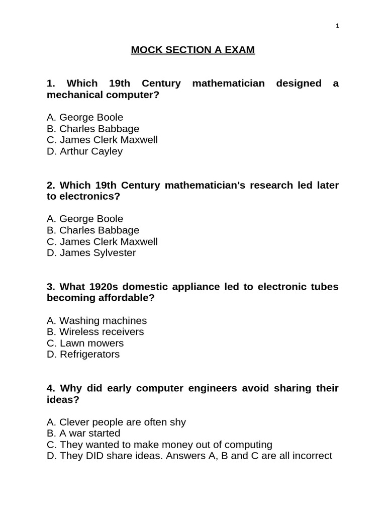 Mock Section A | PDF | Computer Hardware | Spreadsheet
