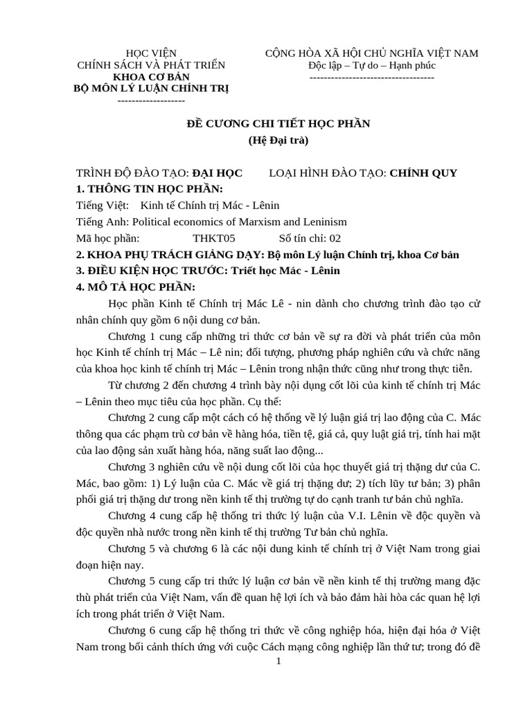 2024.5..ĐỀ CƯƠNG KTCT Đại trà. edit | PDF