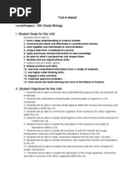 Cell Structure and Function Lesson Plan | Eukaryotes | Cell (Biology)