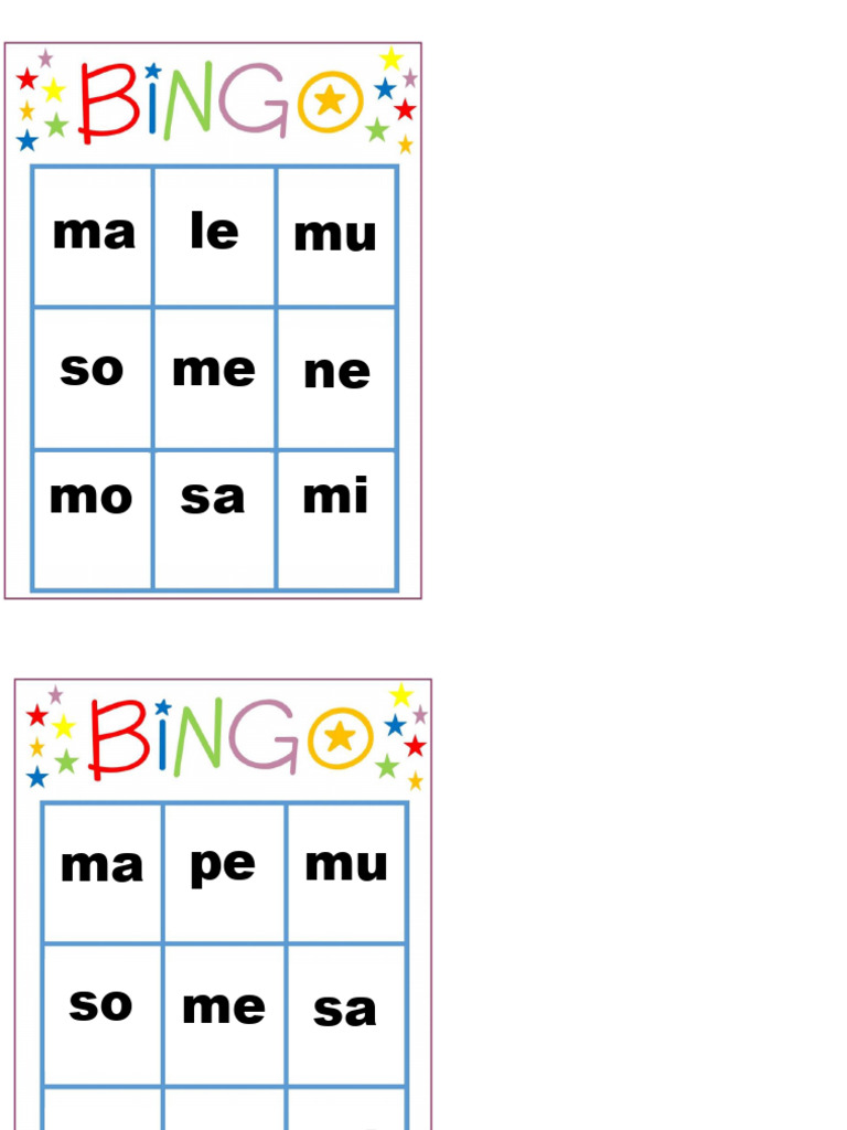BINGO DE SILABAS | PDF