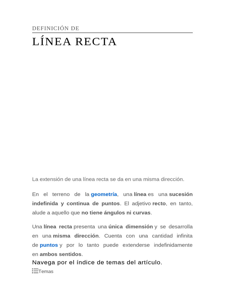 Definicion de Linea Recta Matematicas | PDF | Línea (geometría) | Geometría
