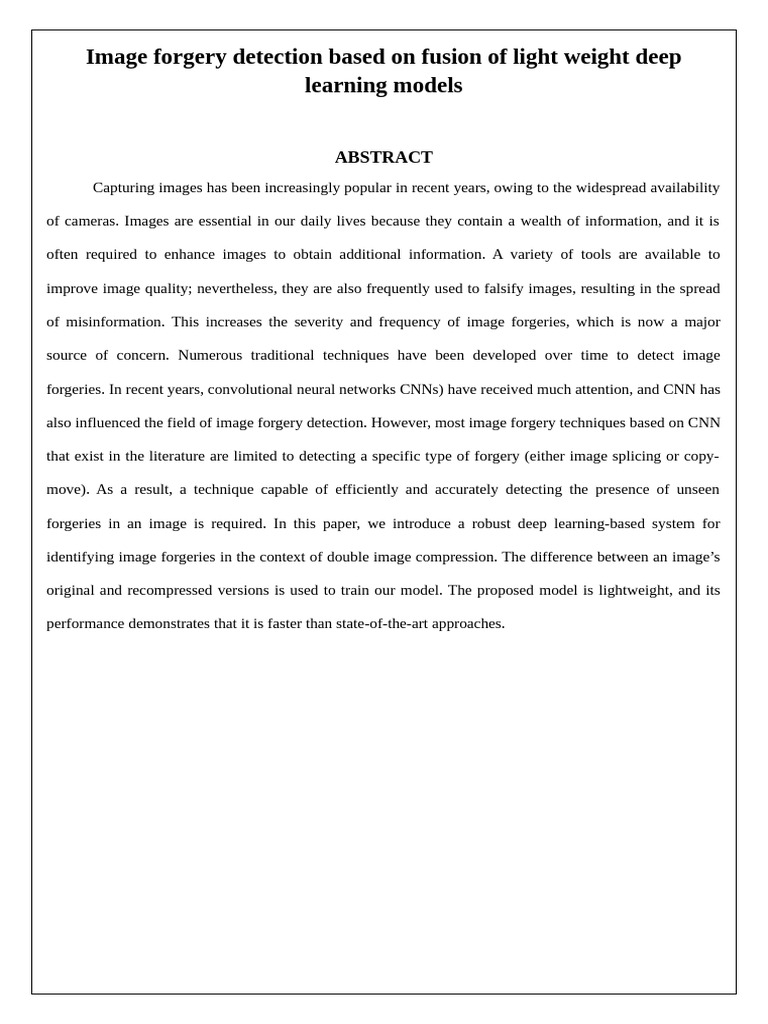 Image Forgery Detection Abstract | PDF