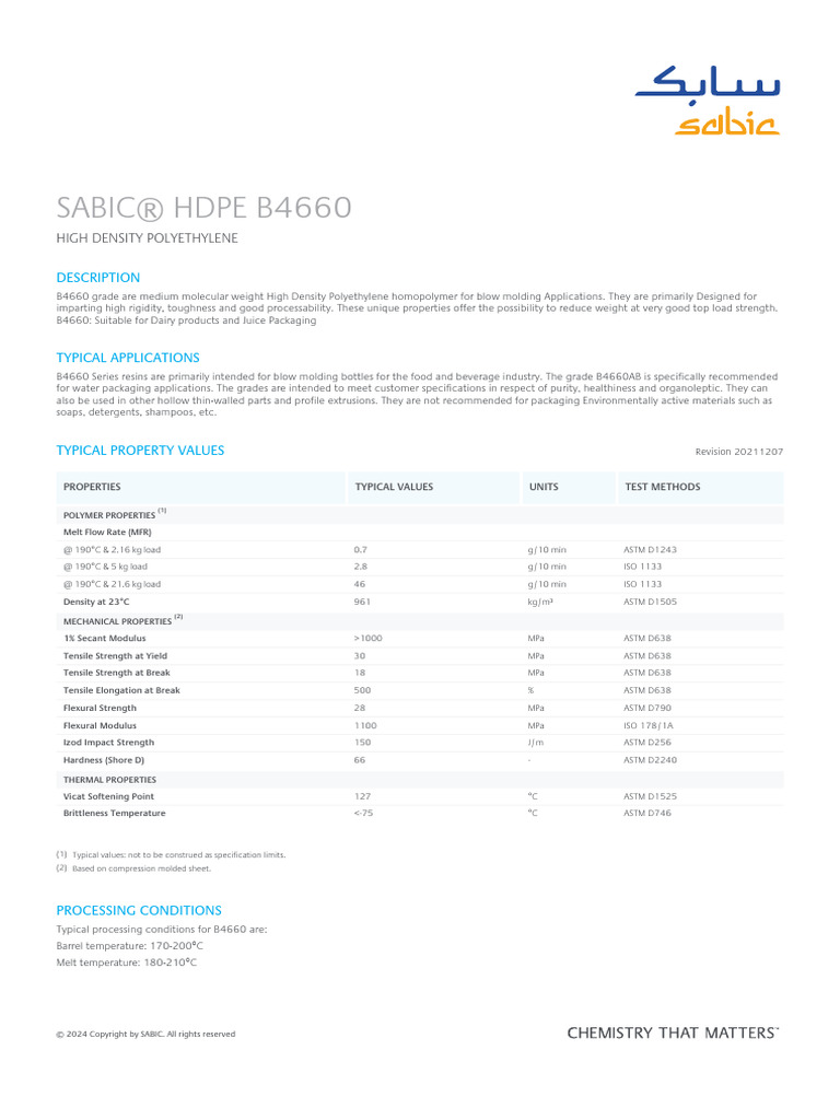 SABIC® HDPE - B4660 - Global - Technical - Data - Sheet | PDF ...
