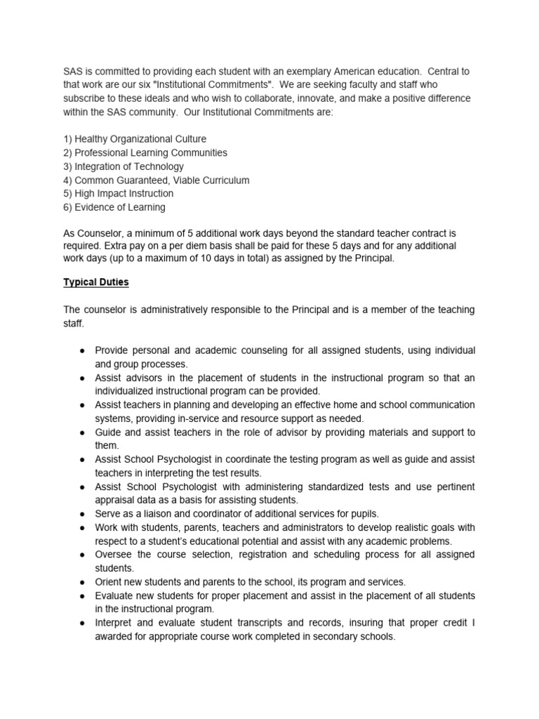 Typical Duties | PDF | Teachers | School Counselor