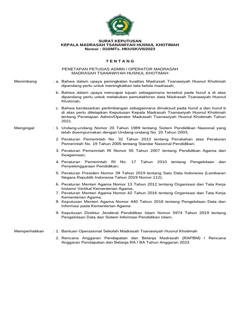 1.6.3.3 Surat Tugas Pengelola Sim | PDF